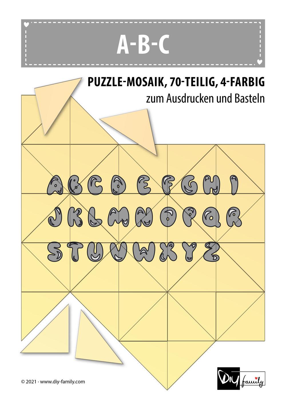 ABC – Mosaikpuzzle zum Ausschneiden und Basteln - DIY-Family