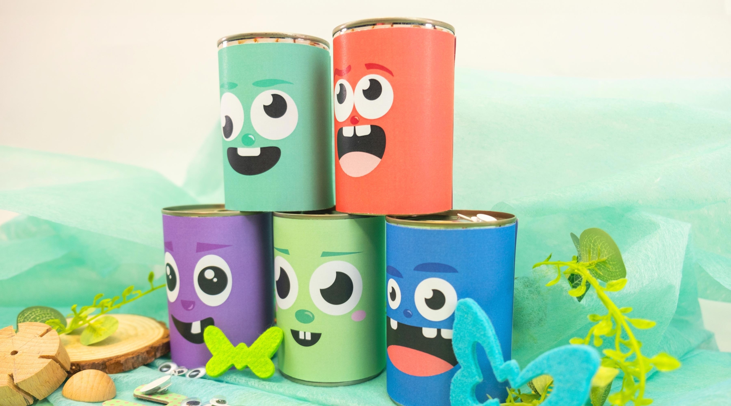 DIY-Dosenbanderolen mit lustigen Gesichtern – Perfekt für Dosenwerfen ...